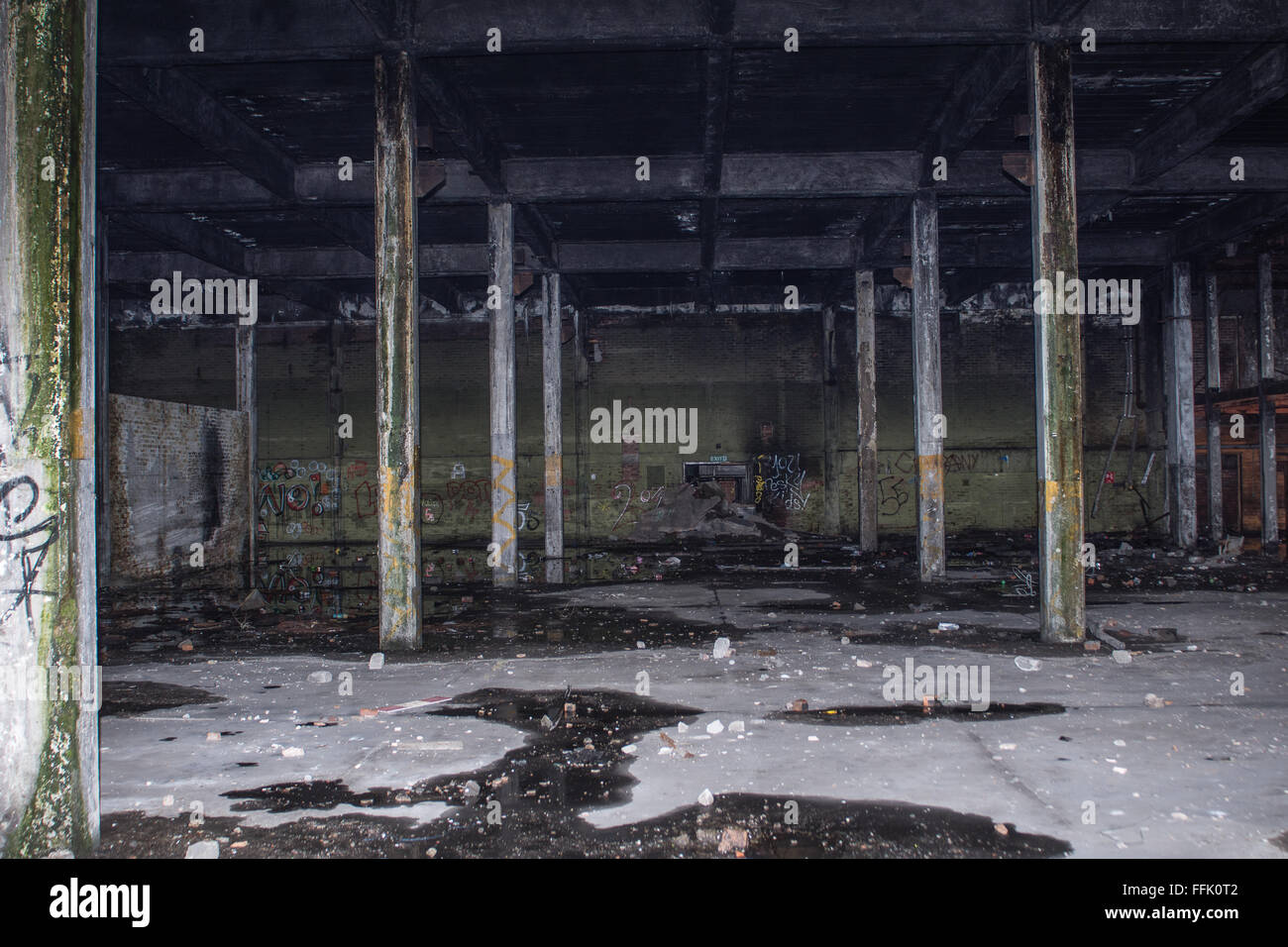 Remnants or ravenhead glass works st helens with graffiti. part of ...