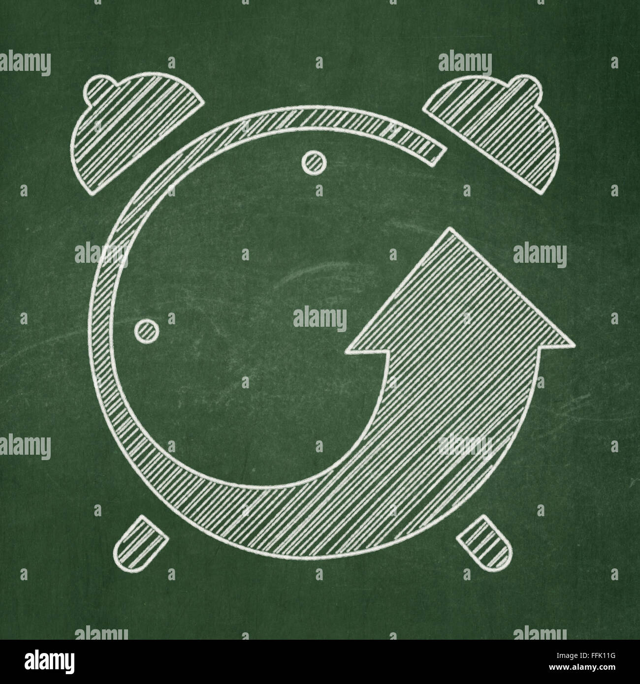 Timeline concept: Alarm Clock on chalkboard background Stock Photo - Alamy