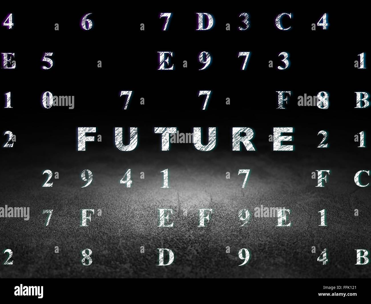 Timeline concept: Future in grunge dark room Stock Photo - Alamy