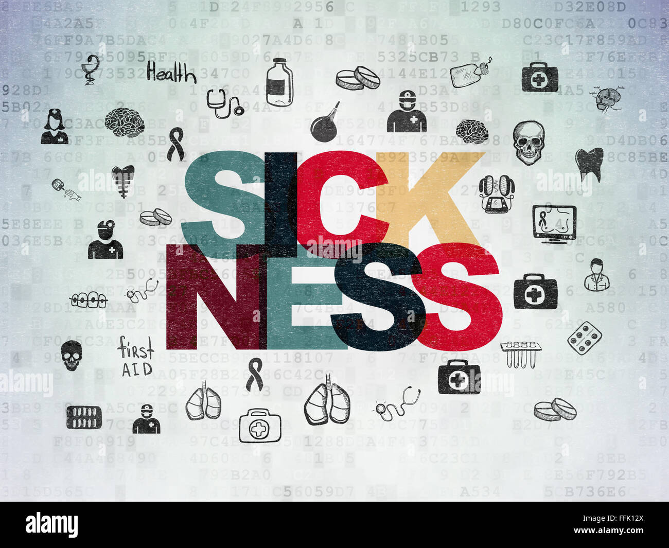 Health concept: Sickness on Digital Paper background Stock Photo - Alamy
