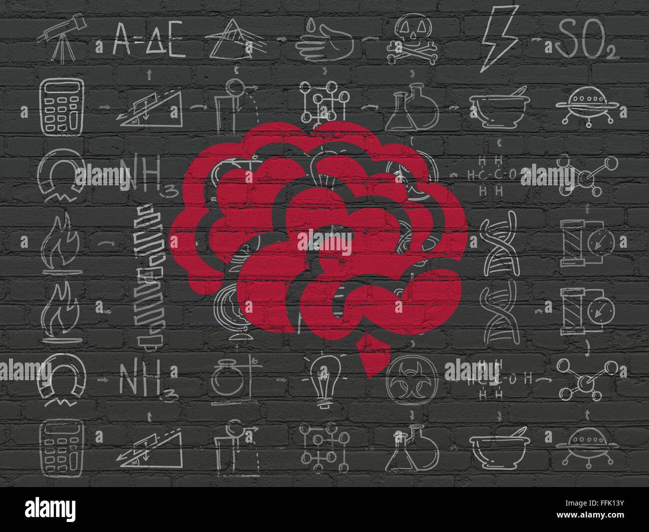 Science concept: Brain on wall background Stock Photo - Alamy