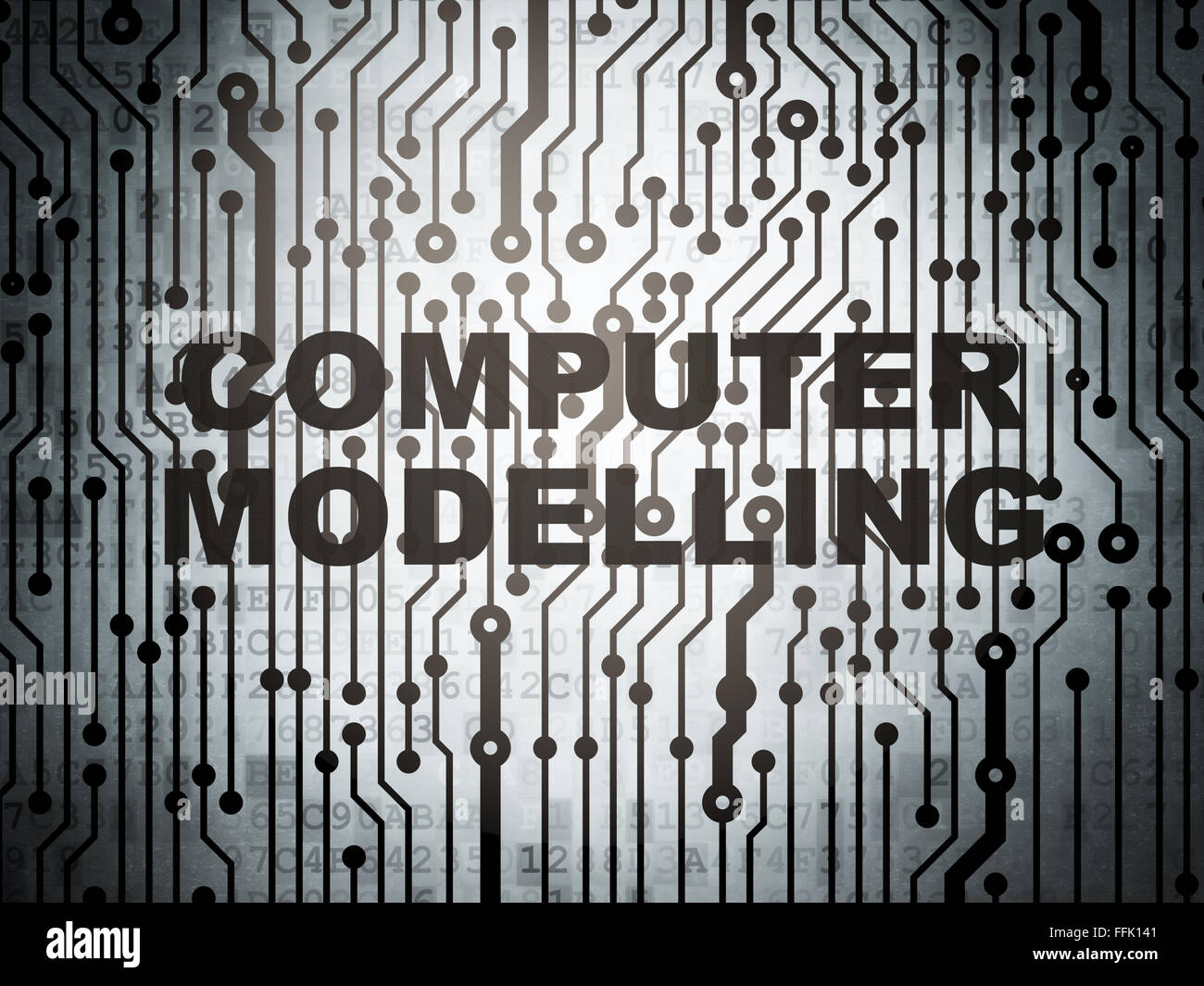 Science concept: circuit board with Computer Modelling Stock Photo - Alamy
