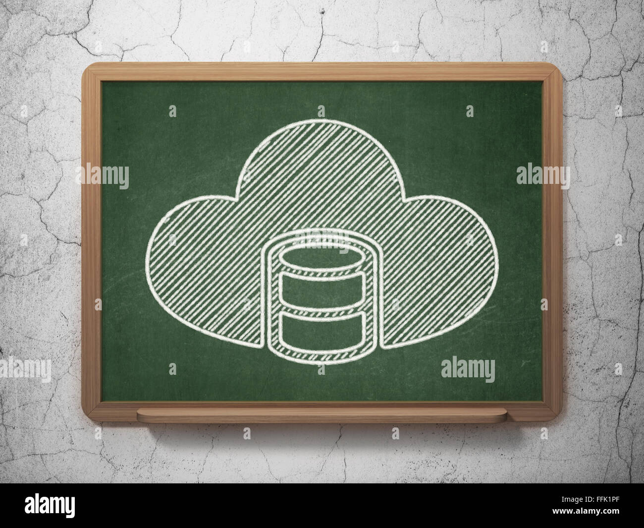 Cloud networking concept: Database With Cloud on chalkboard background ...