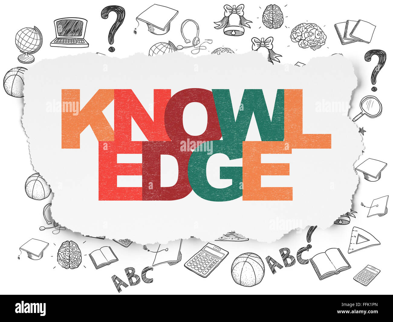 Learning concept: Knowledge on Torn Paper background Stock Photo - Alamy