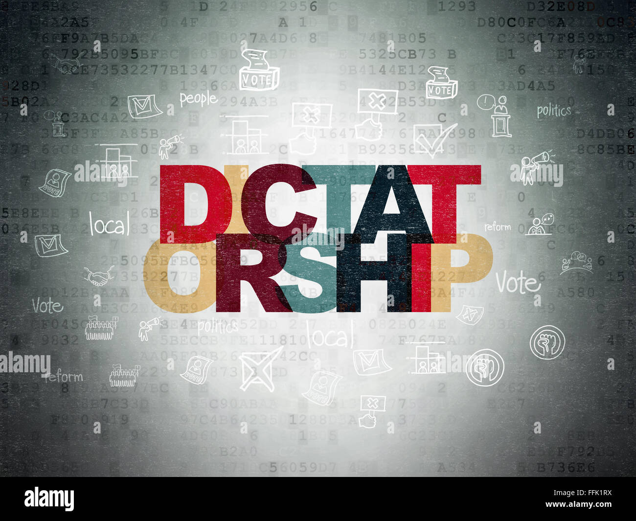 Political concept: Dictatorship on Digital Paper background Stock Photo ...
