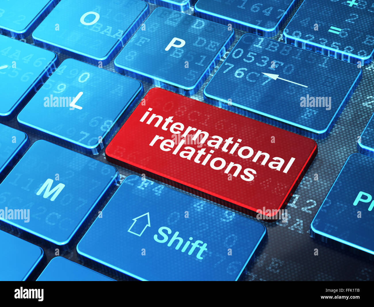 Politics concept: International Relations on computer keyboard ...