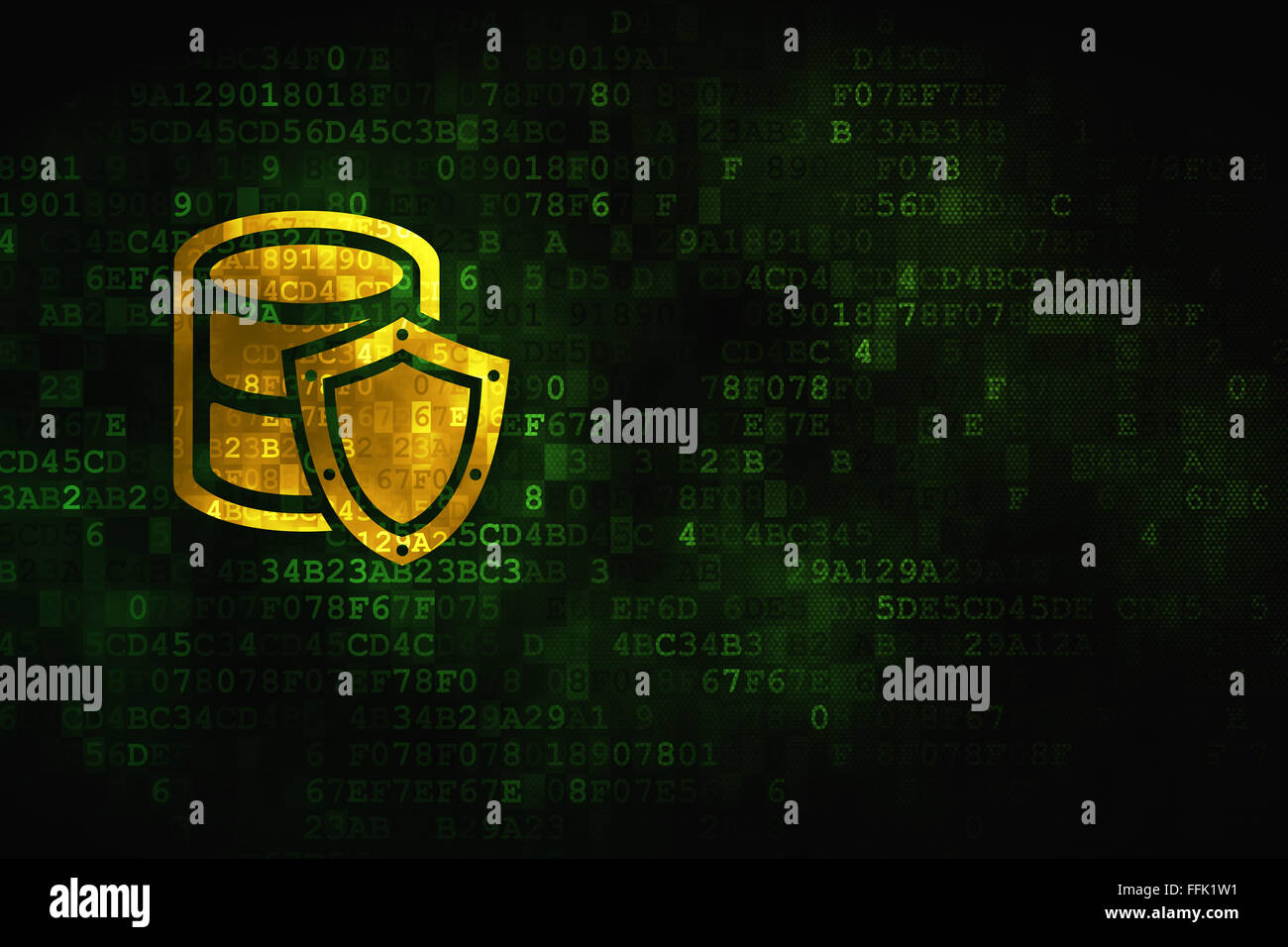 Database concept: Database With Shield on digital background Stock ...