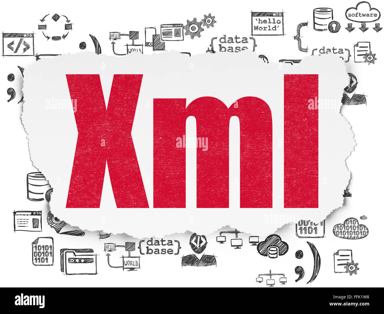 Programming concept: Xml on Torn Paper background Stock Photo - Alamy