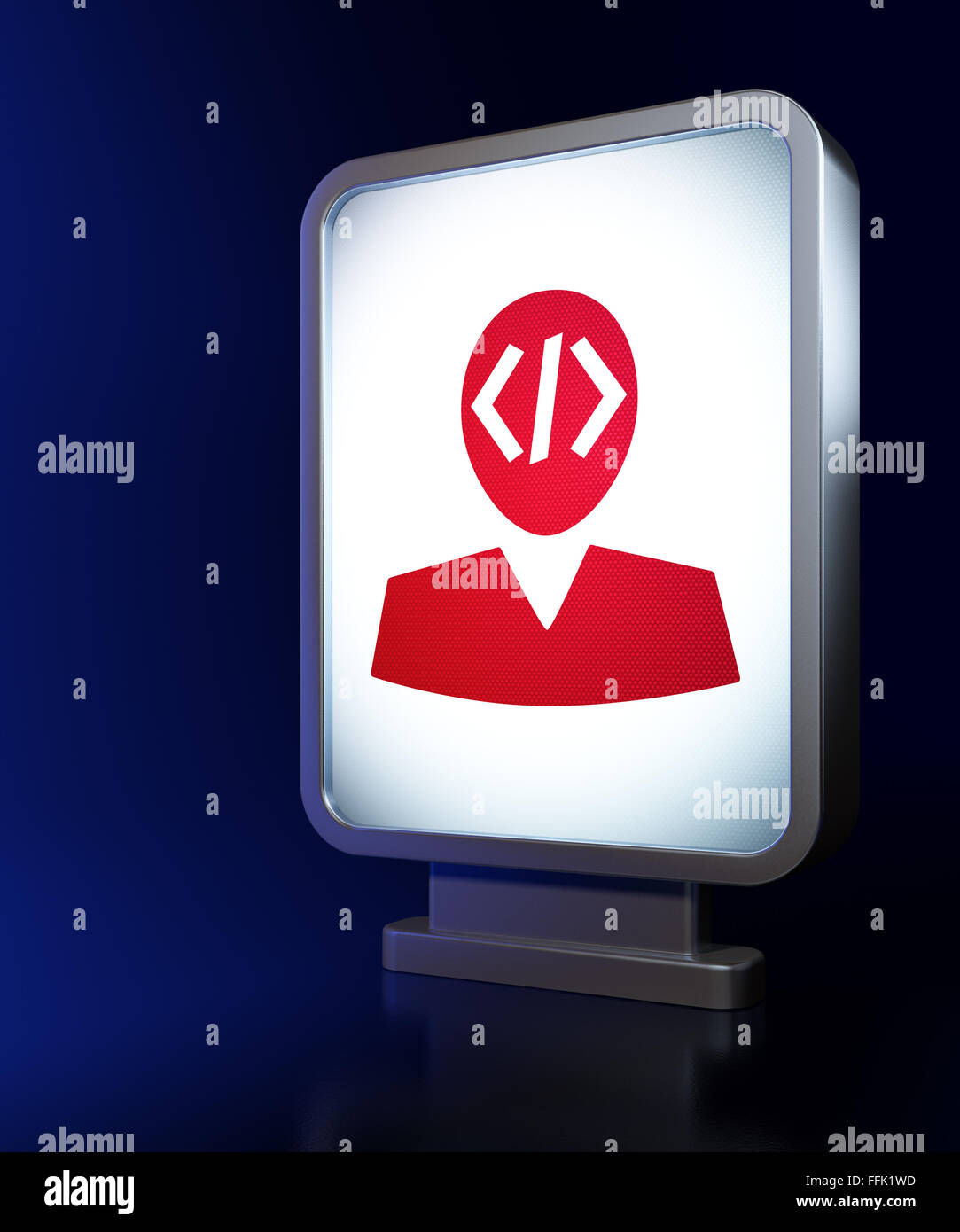 Programming concept: Programmer on billboard background Stock Photo - Alamy
