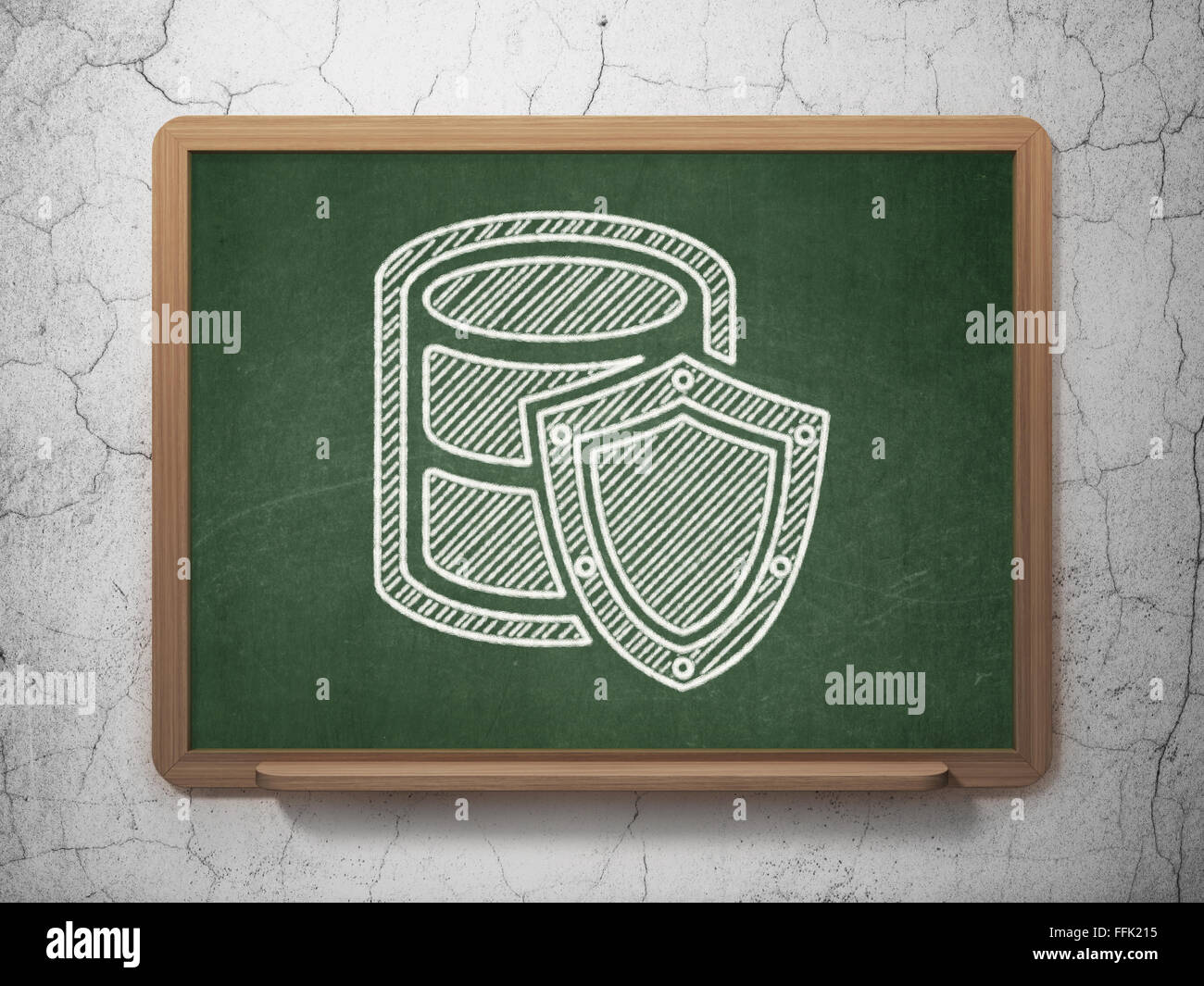 Programming concept: Database With Shield on chalkboard background ...