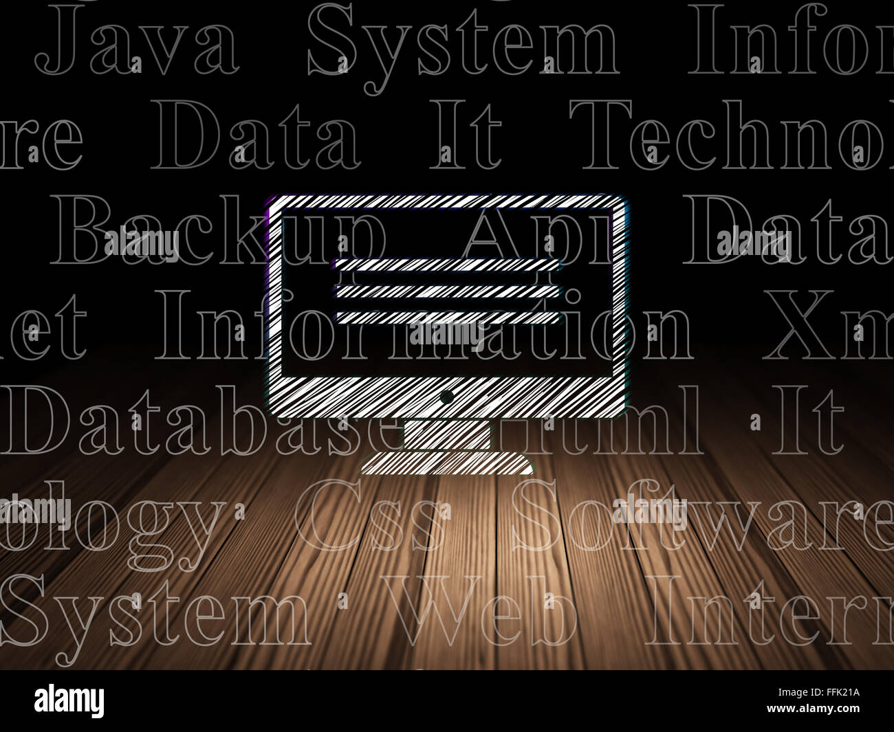 Software concept: Monitor in grunge dark room Stock Photo - Alamy