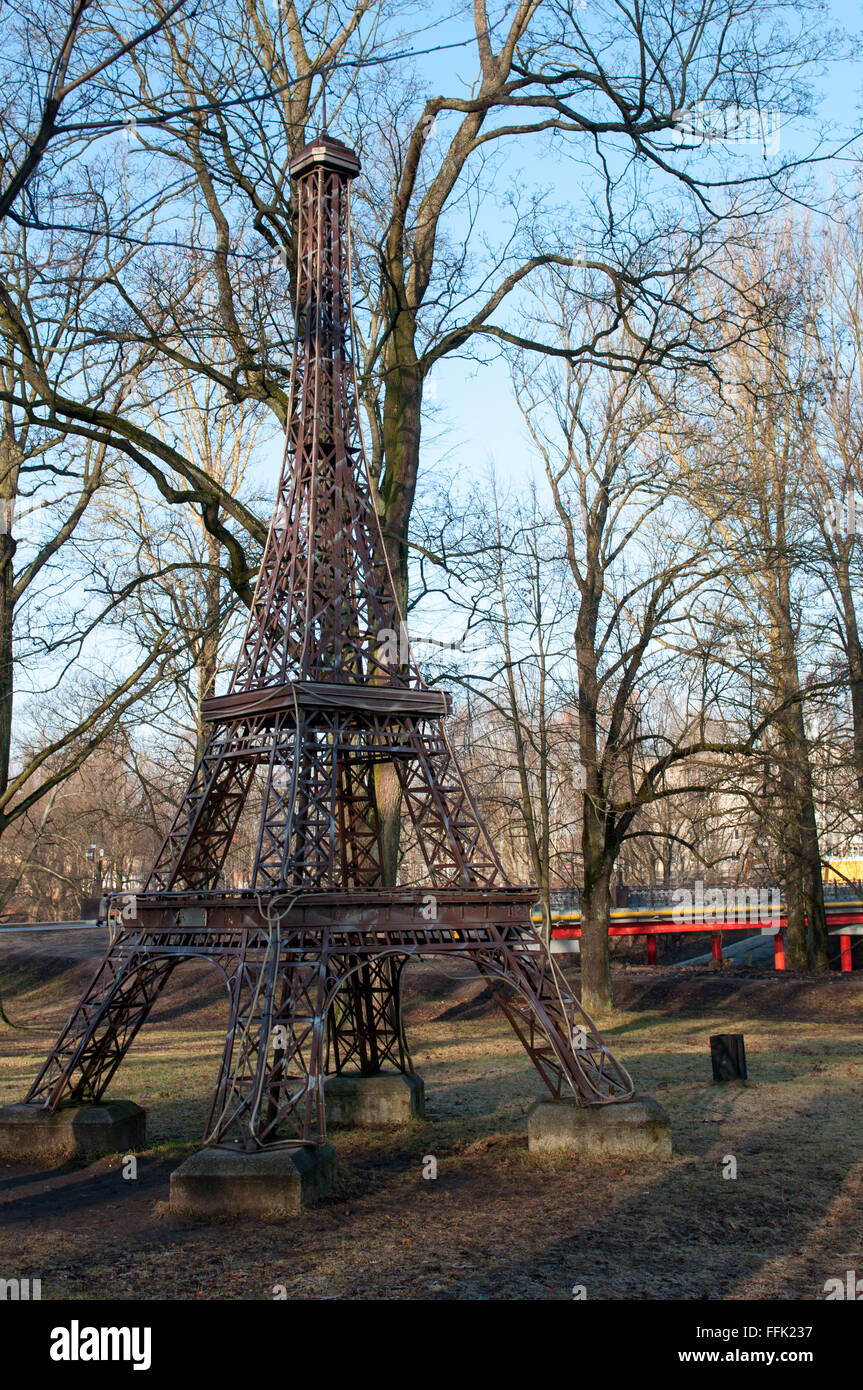 Kaliningrad region. Russia. A copy of the Eiffel Tower in the park in ...