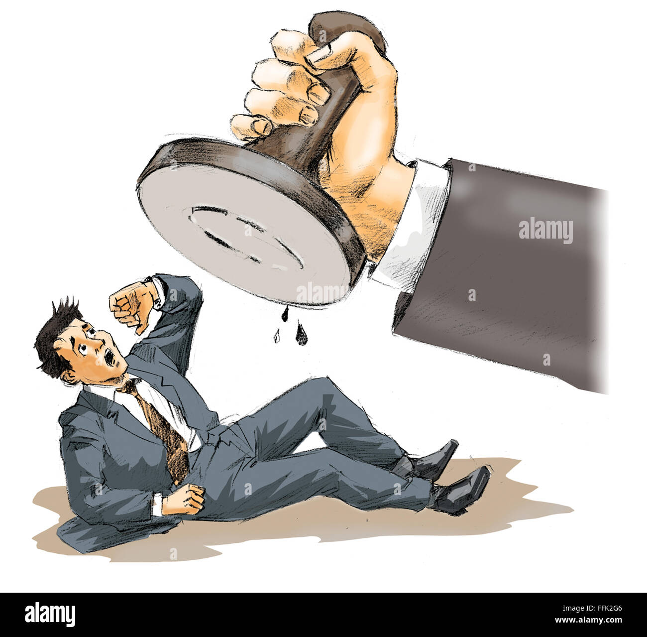 a big hand holding a stamp Stock Photo - Alamy