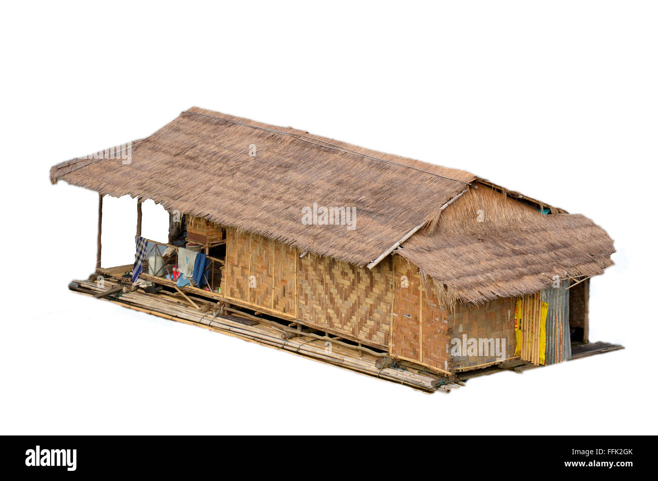 Wooden and bamboo Raft House Stock Photo - Alamy