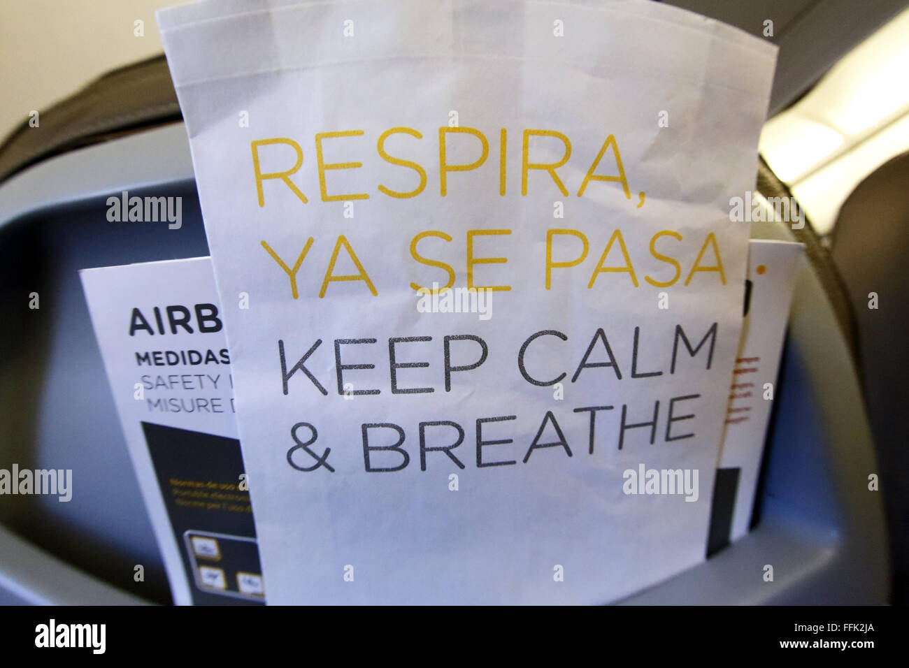 Airplane sick bag Stock Photo - Alamy