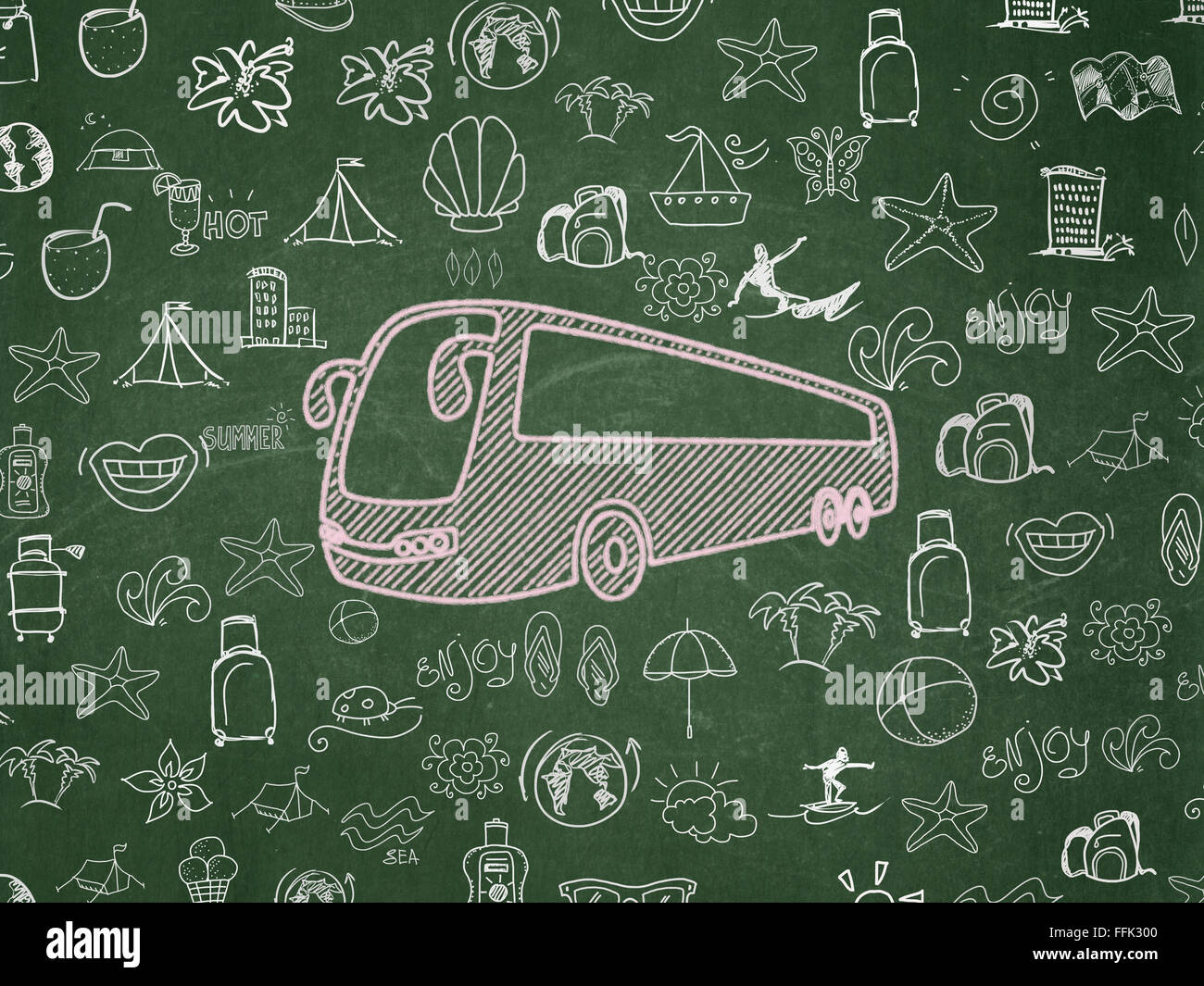 Vacation concept: Bus on School Board background Stock Photo - Alamy