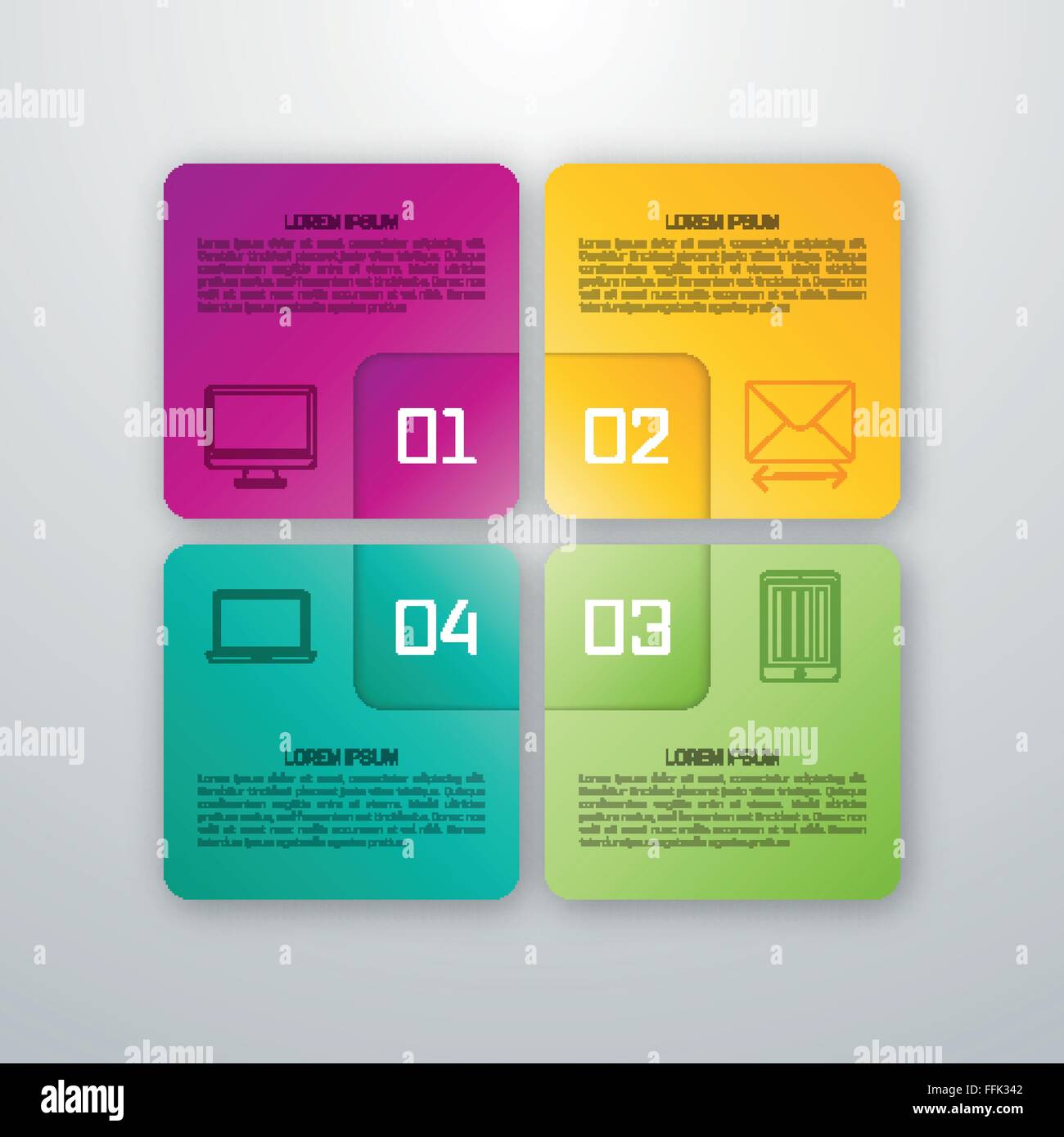 Vector illustration of four square infographics Stock Vector Image ...
