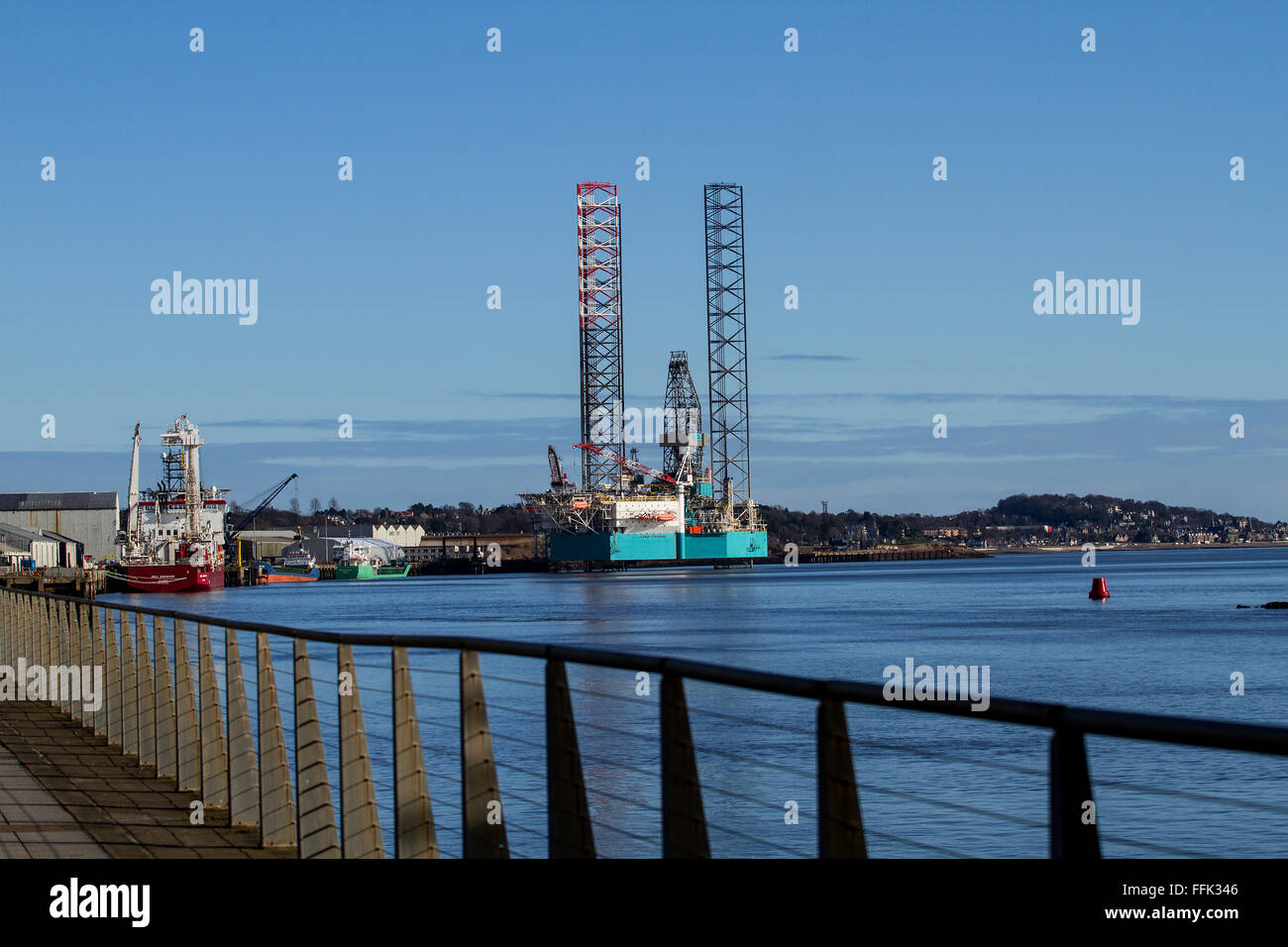 The Rowan Stavanger is a jack-up oil rig which is berthed at Prince ...