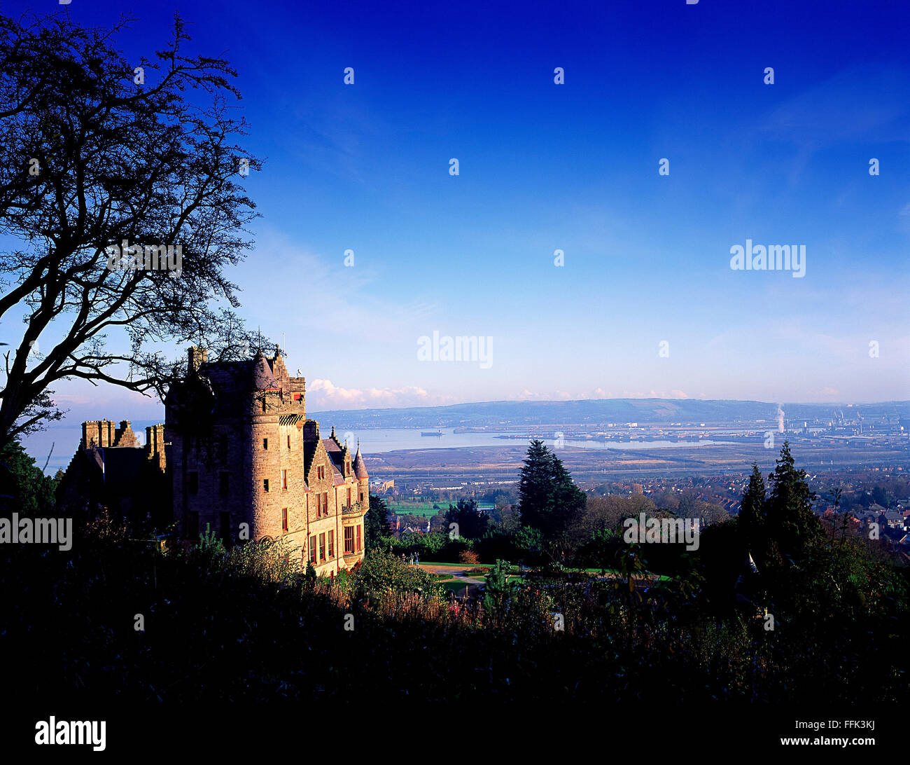 Belfast Castle looking over Belfast Lough Antrim Northern Ireland Stock ...