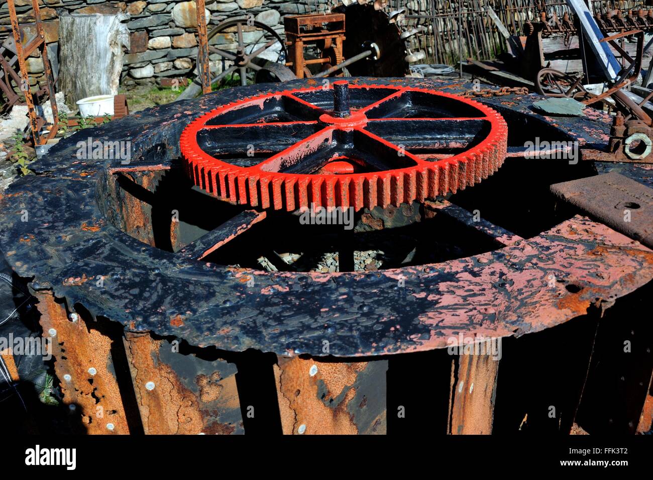 Coniston Coppermines, Remains of Waterwheel at the disused Bonsor Upper ...