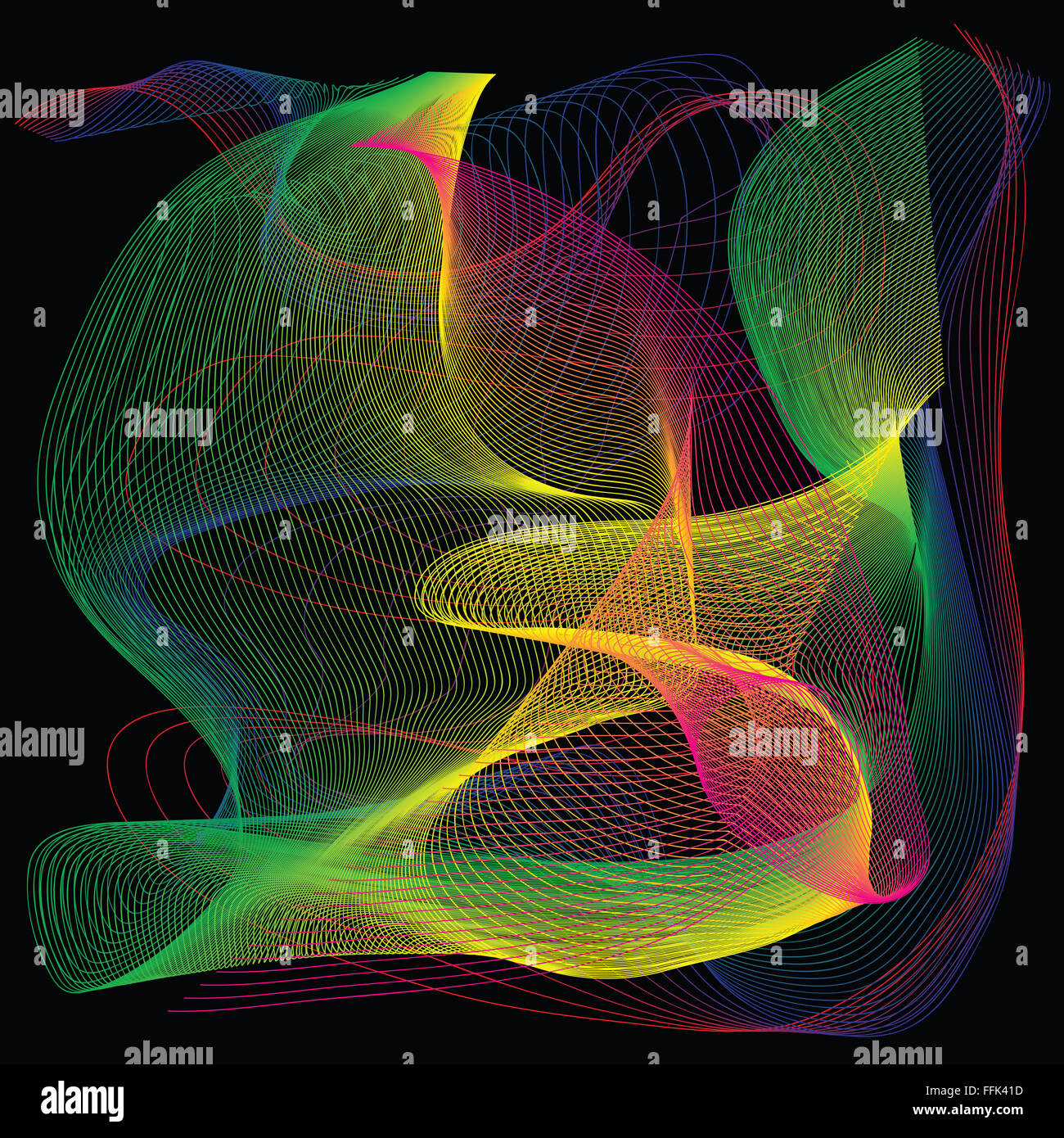 Colorful line movement with black background Stock Photo - Alamy