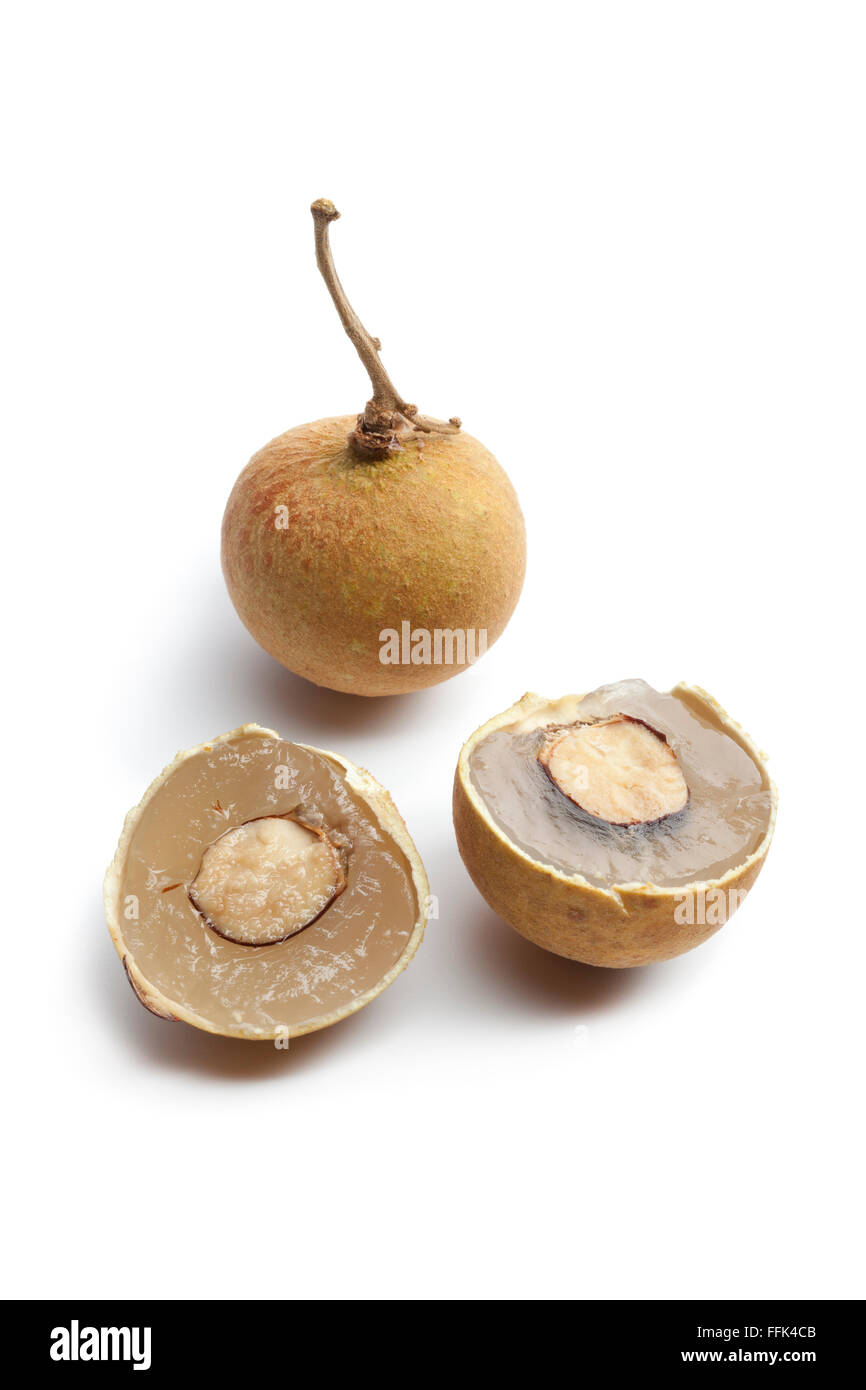 Whole and partial fresh longan fruit isolated on white background Stock ...