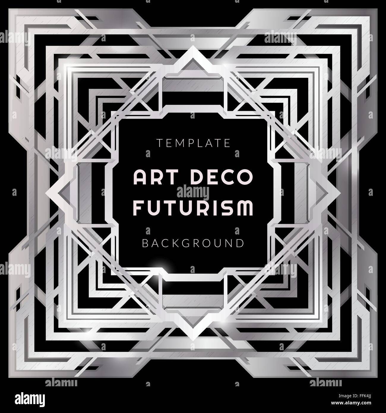 vector shiny silver color metal retro art deco futuristic decoration ...
