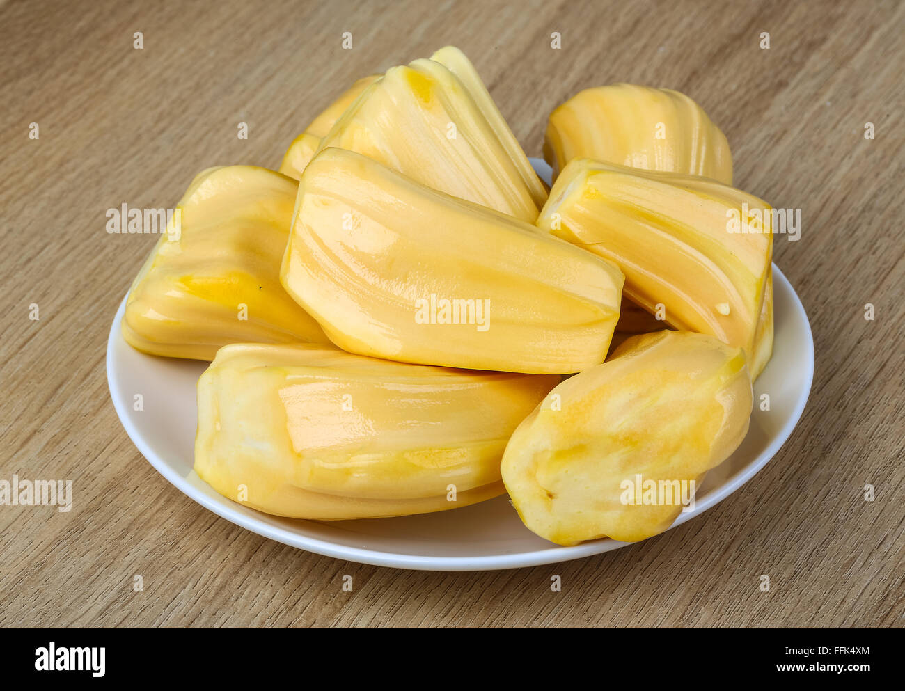 Tropical Jack Fruit on the wood background Stock Photo - Alamy