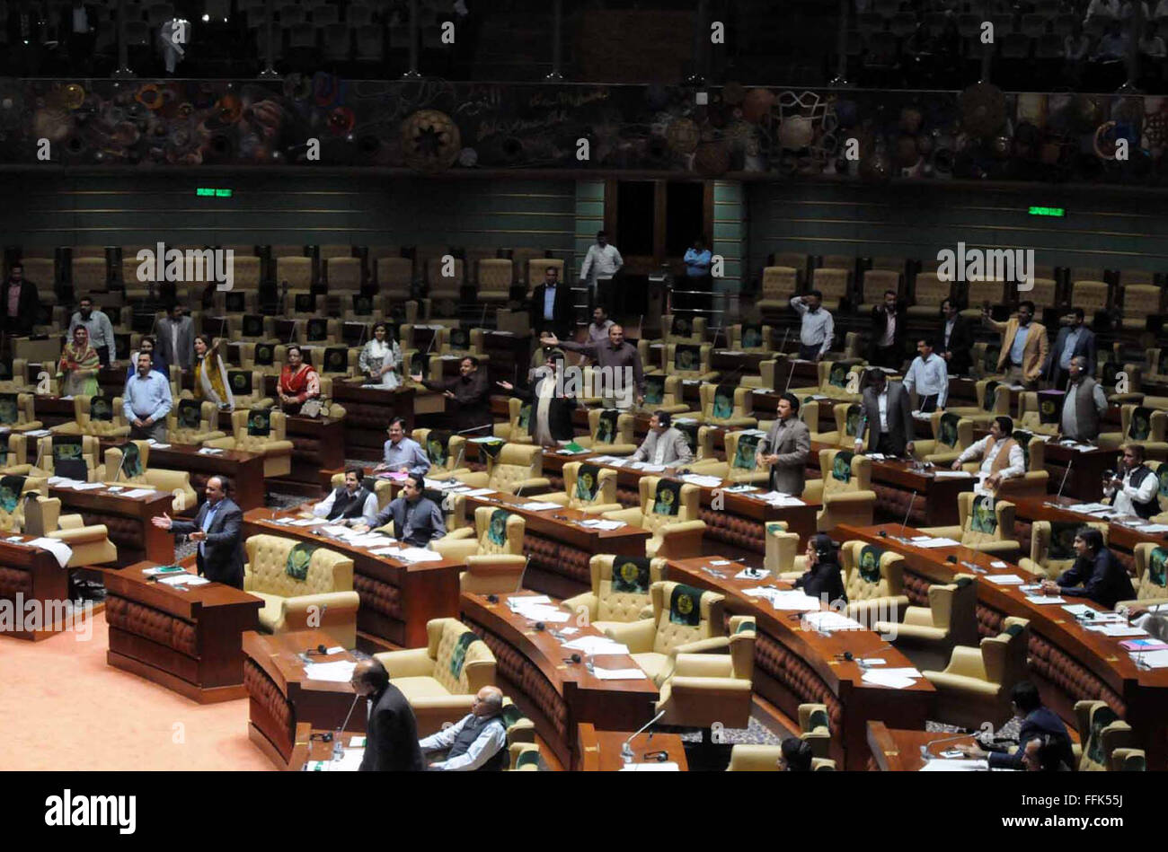 Opposition members of provincial assembly are protesting during session ...