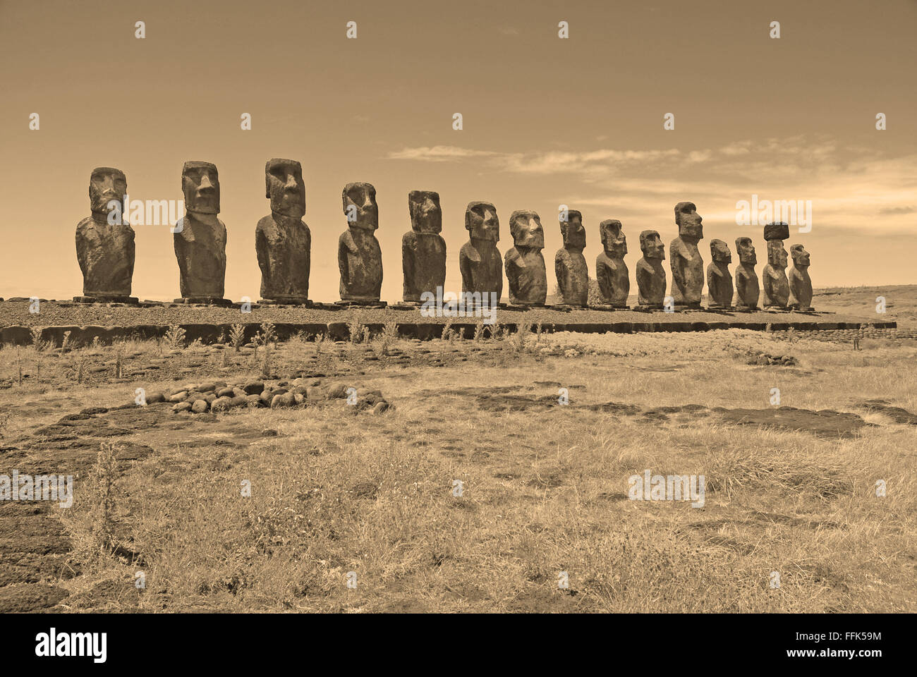 Moai stone statues, Rapa Nui, Easter Island, Chile Stock Photo - Alamy