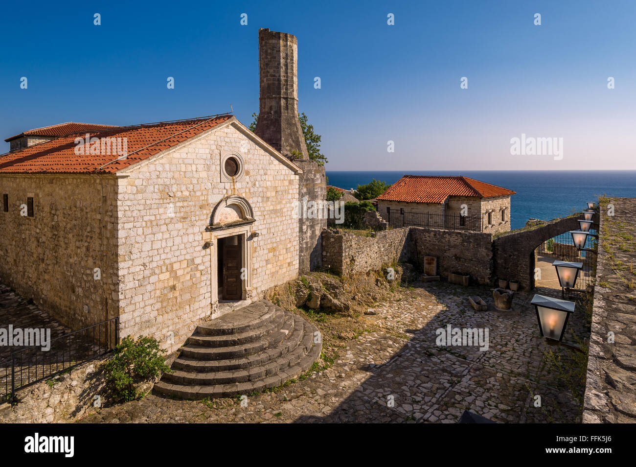 Archaeological museum in historical buildings of Ulcinj old town Stock ...
