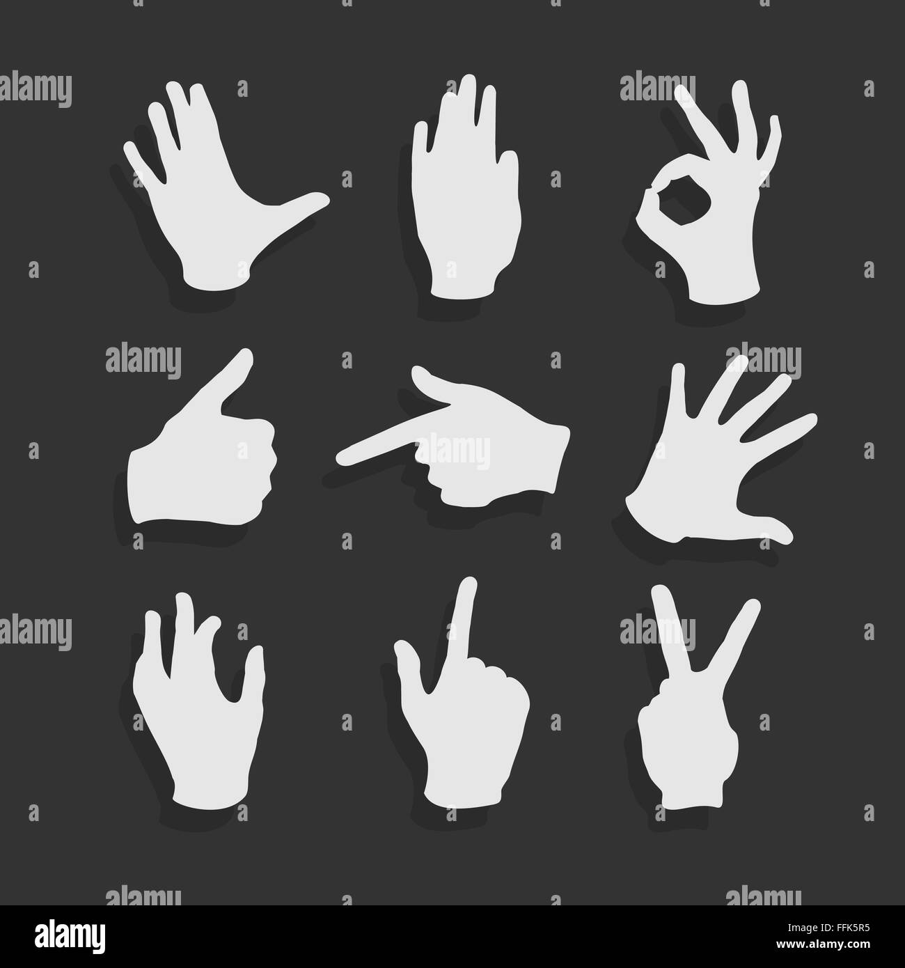 Vector Set Hand Symbols Stock Vector Image & Art - Alamy