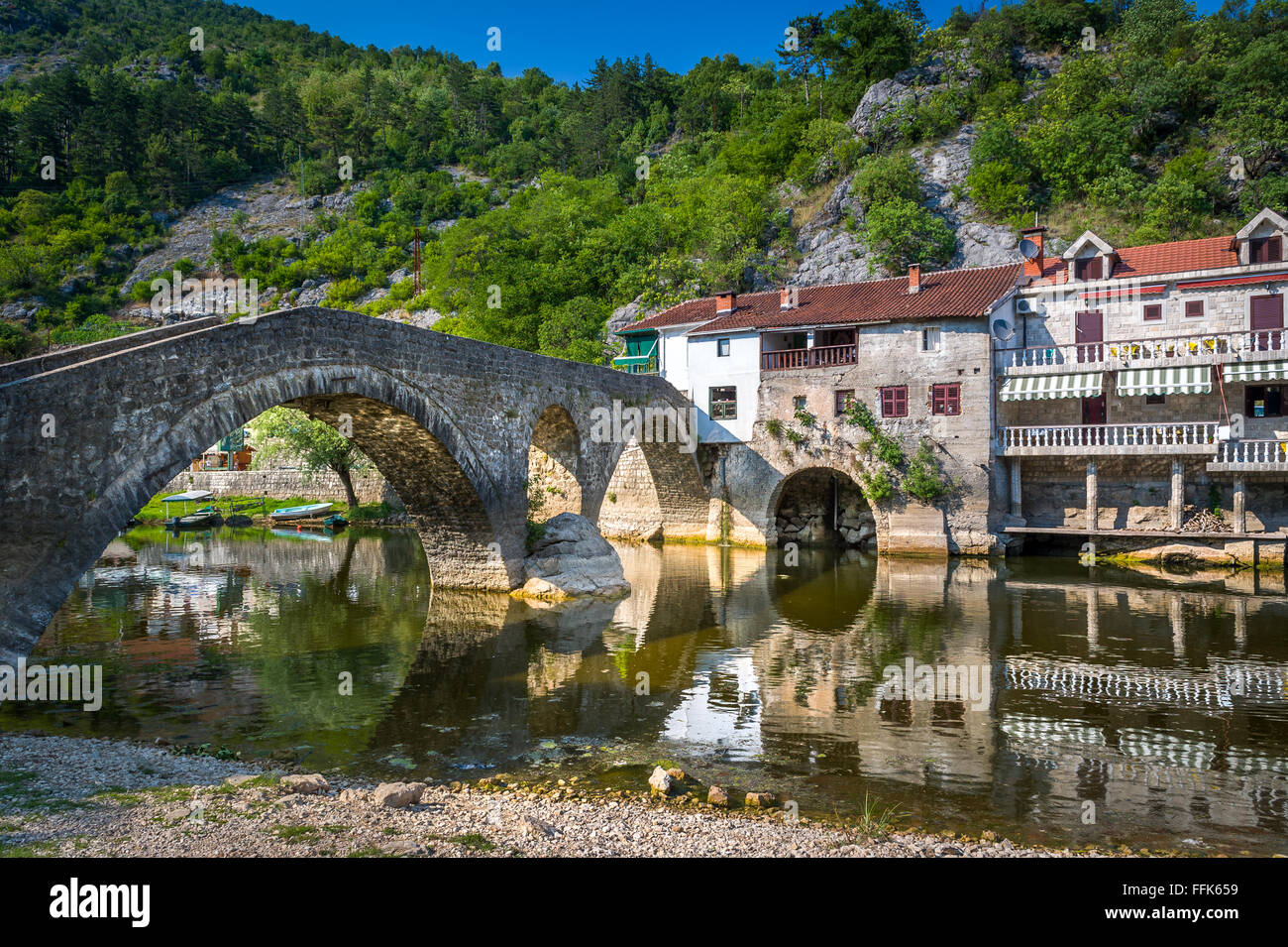 Rijeka Crnojevica old town and bridge Stock Photo - Alamy