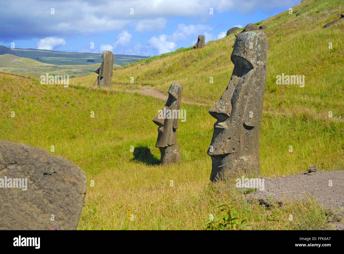 Moai stone statues, Rapa Nui, Easter Island, Chile Stock Photo - Alamy