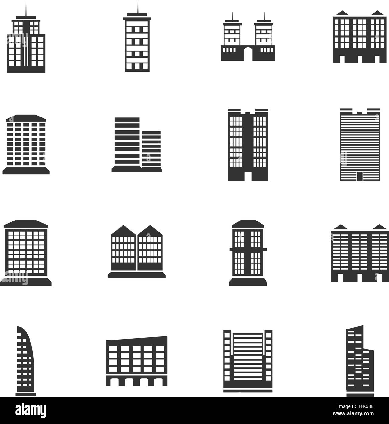 Buildings icons set Stock Vector Image & Art - Alamy