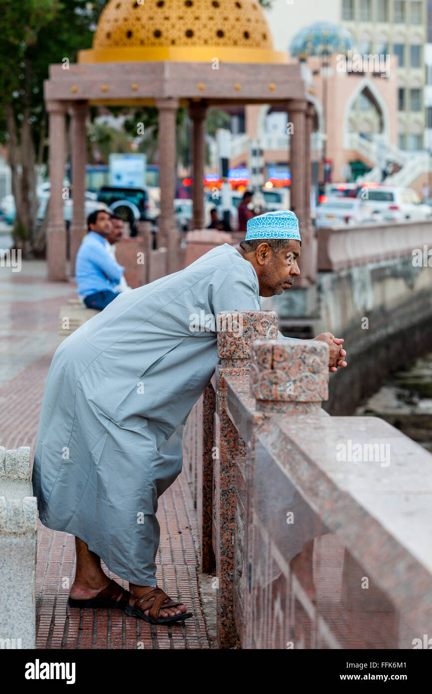 A Local Man Looks Out To Sea On The Corniche (Promenade) Muscat ...