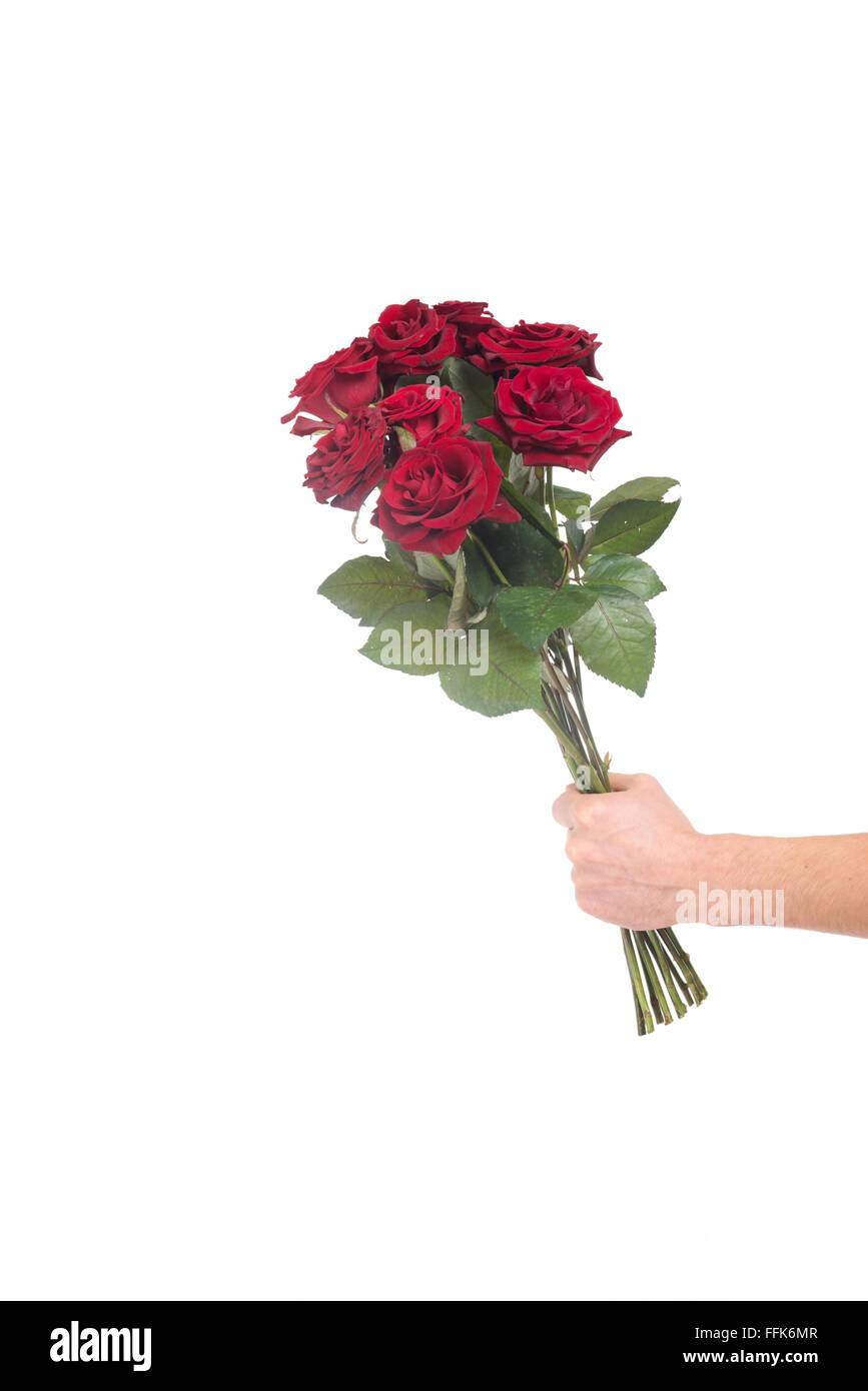 Nice photo of hand with roses Stock Photo - Alamy