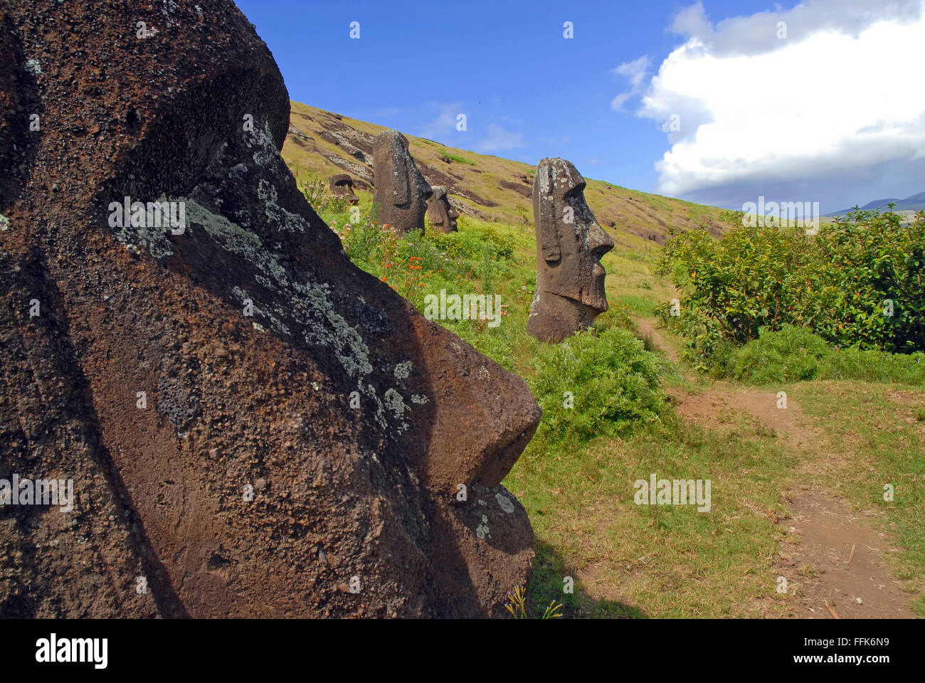 Moai stone statues, Rapa Nui, Easter Island, Chile Stock Photo - Alamy