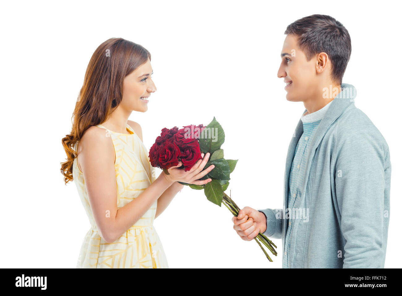Beautiful couple on white background Stock Photo - Alamy