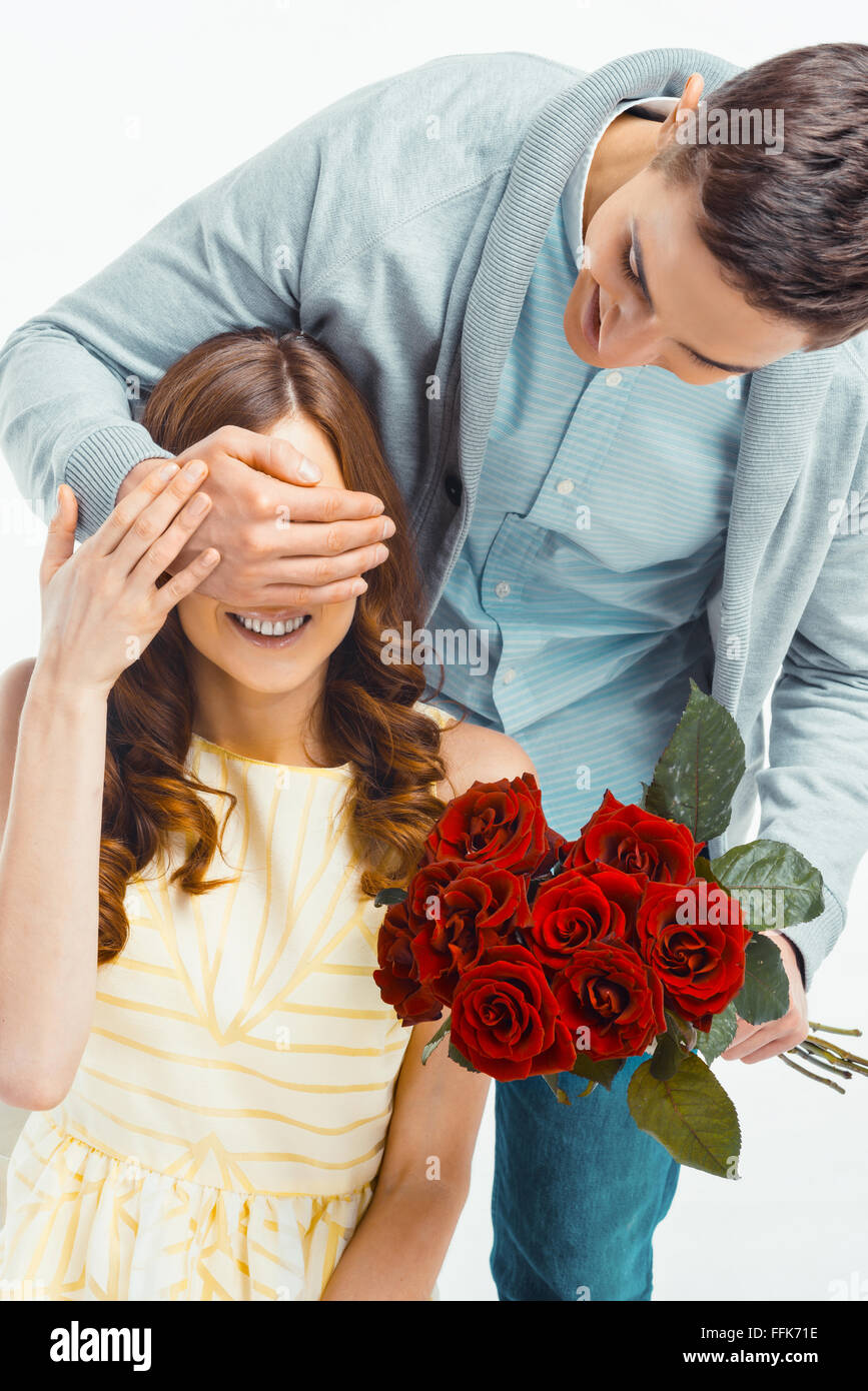 Beautiful couple on white background Stock Photo - Alamy