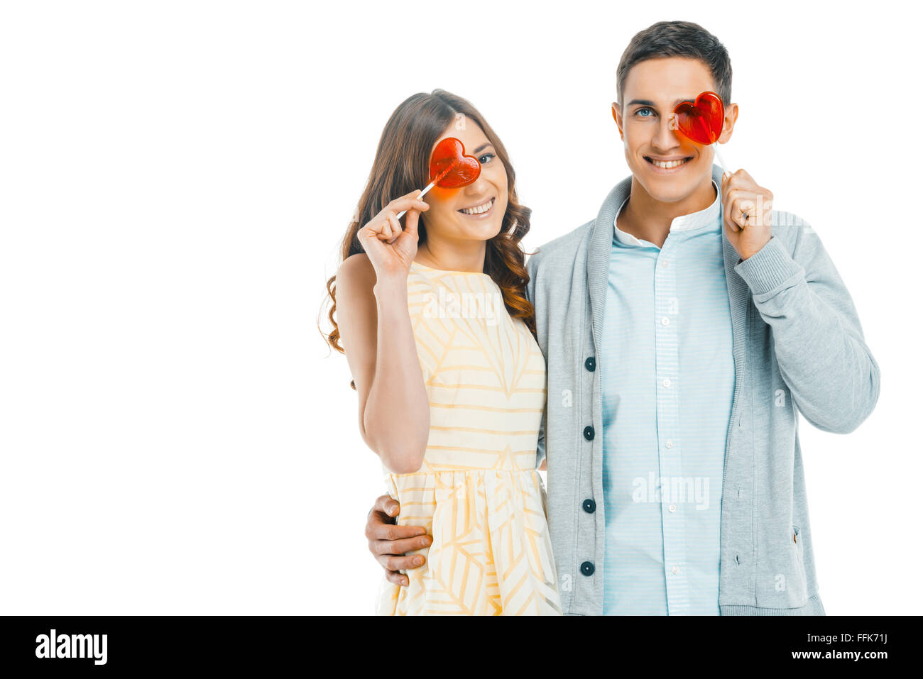 Beautiful couple on white background Stock Photo - Alamy