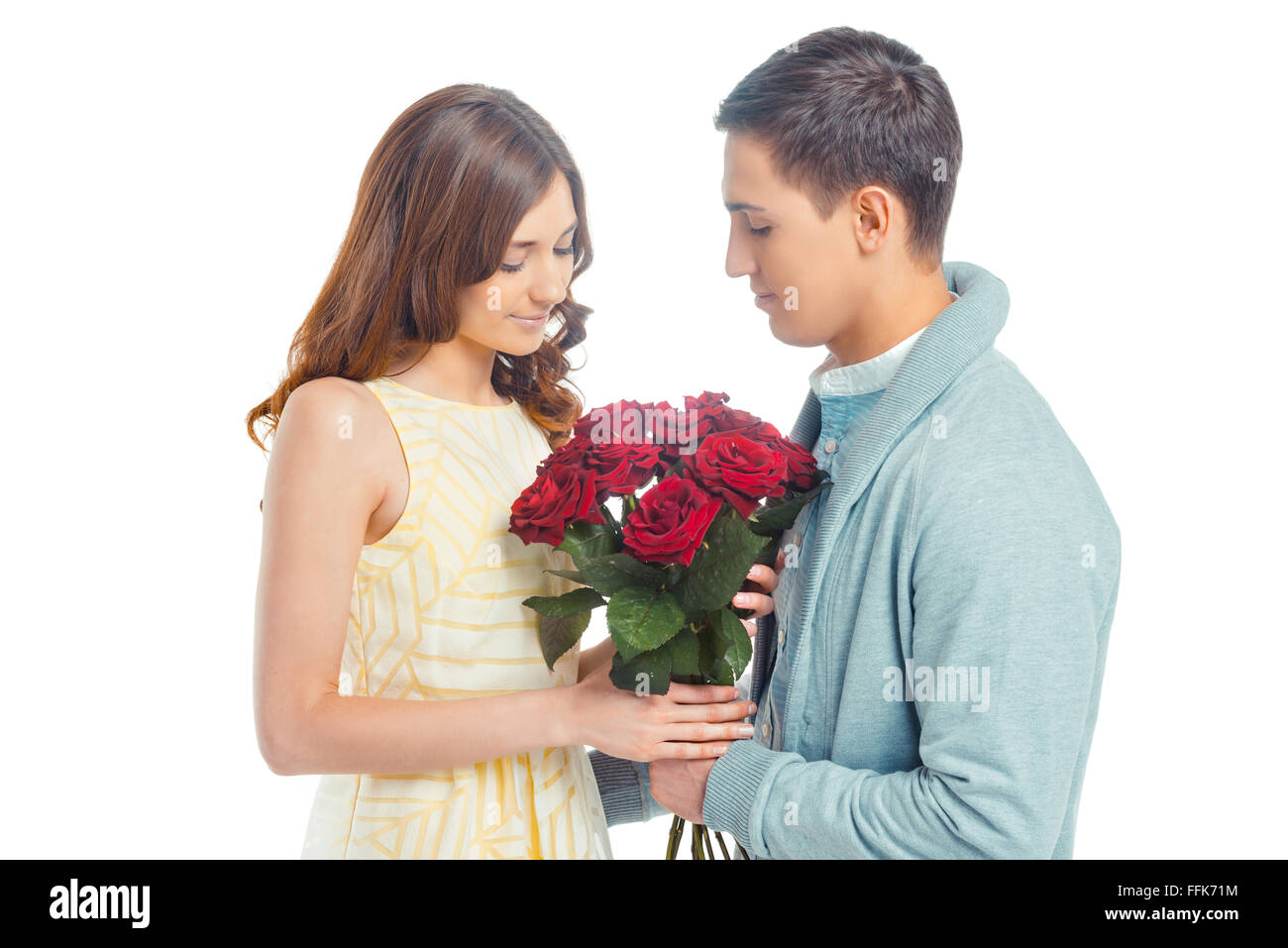 Beautiful couple on white background Stock Photo - Alamy