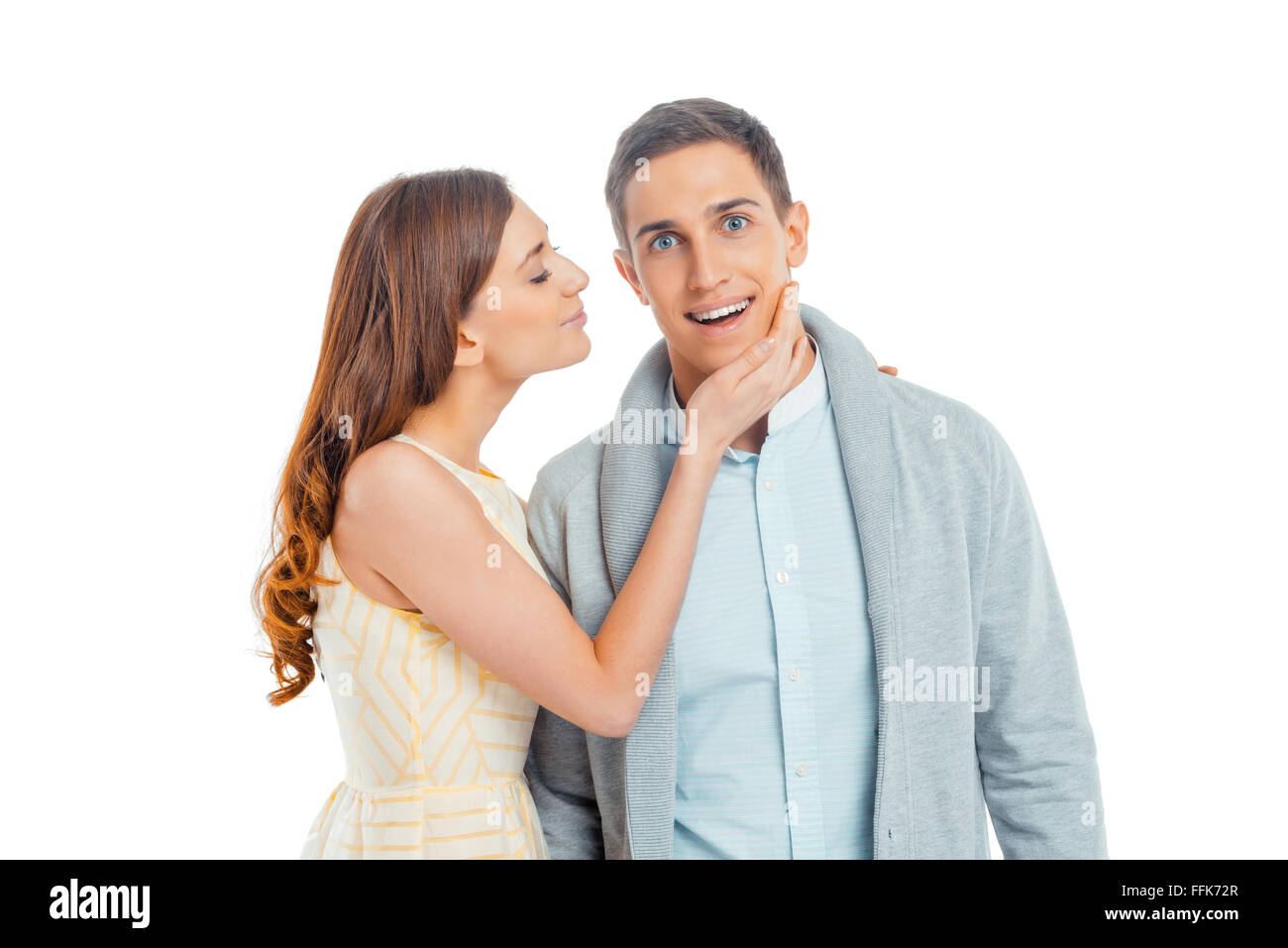 Beautiful couple on white background Stock Photo - Alamy