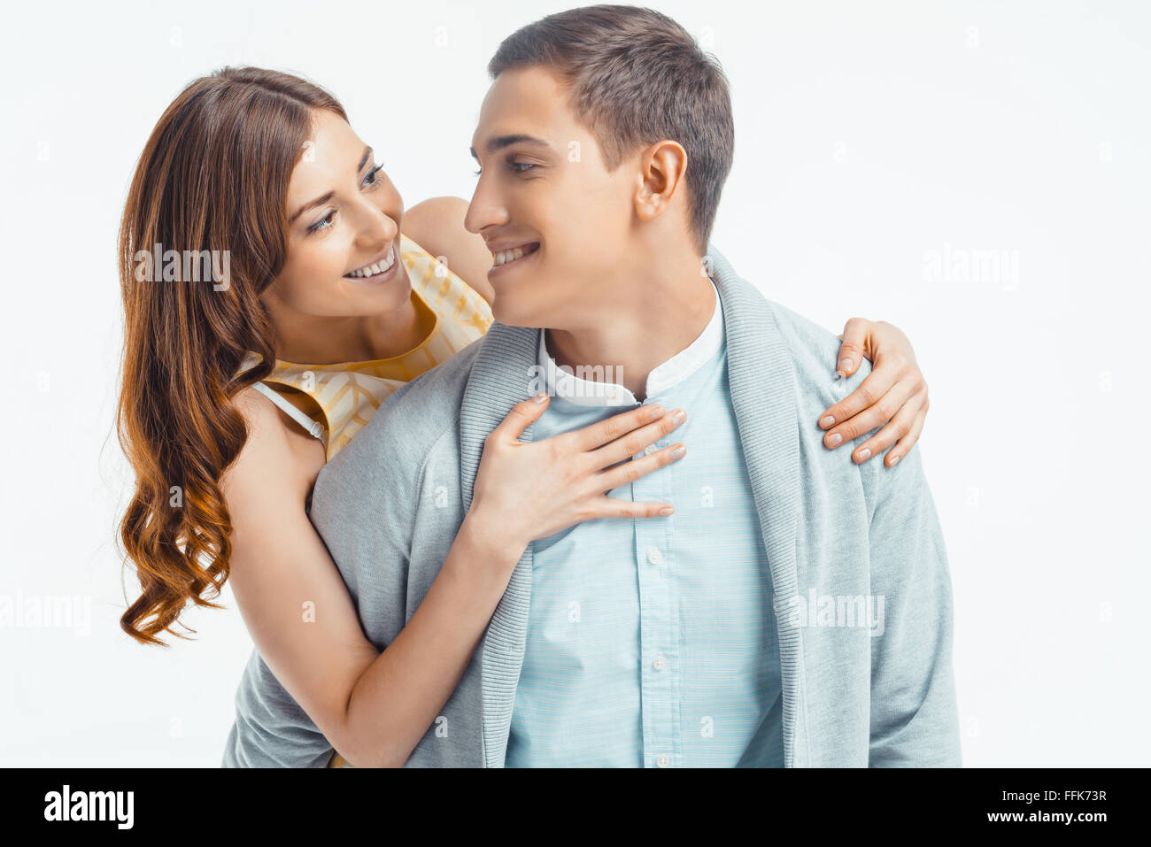 Beautiful couple on white background Stock Photo - Alamy