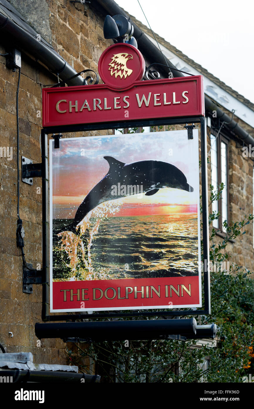 The Dolphin Inn sign, Middleton Cheney, Northamptonshire, England, UK ...