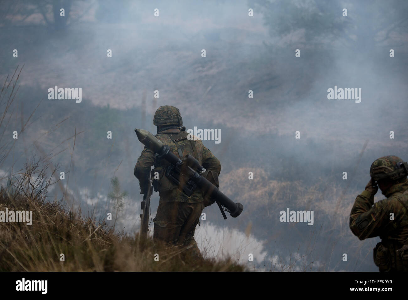 German armoured infantrymen practicing a military mission on the ...