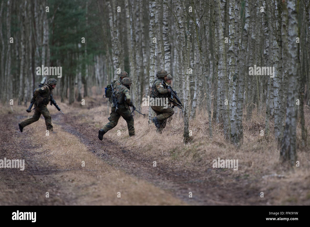 German armoured infantrymen practicing a military mission on the ...