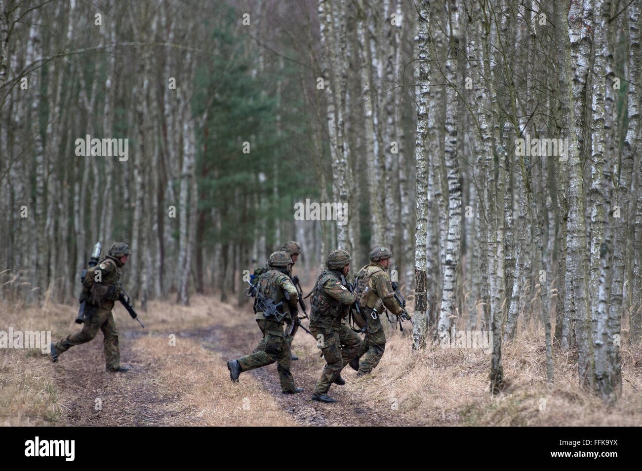 German armoured infantrymen practicing a military mission on the ...