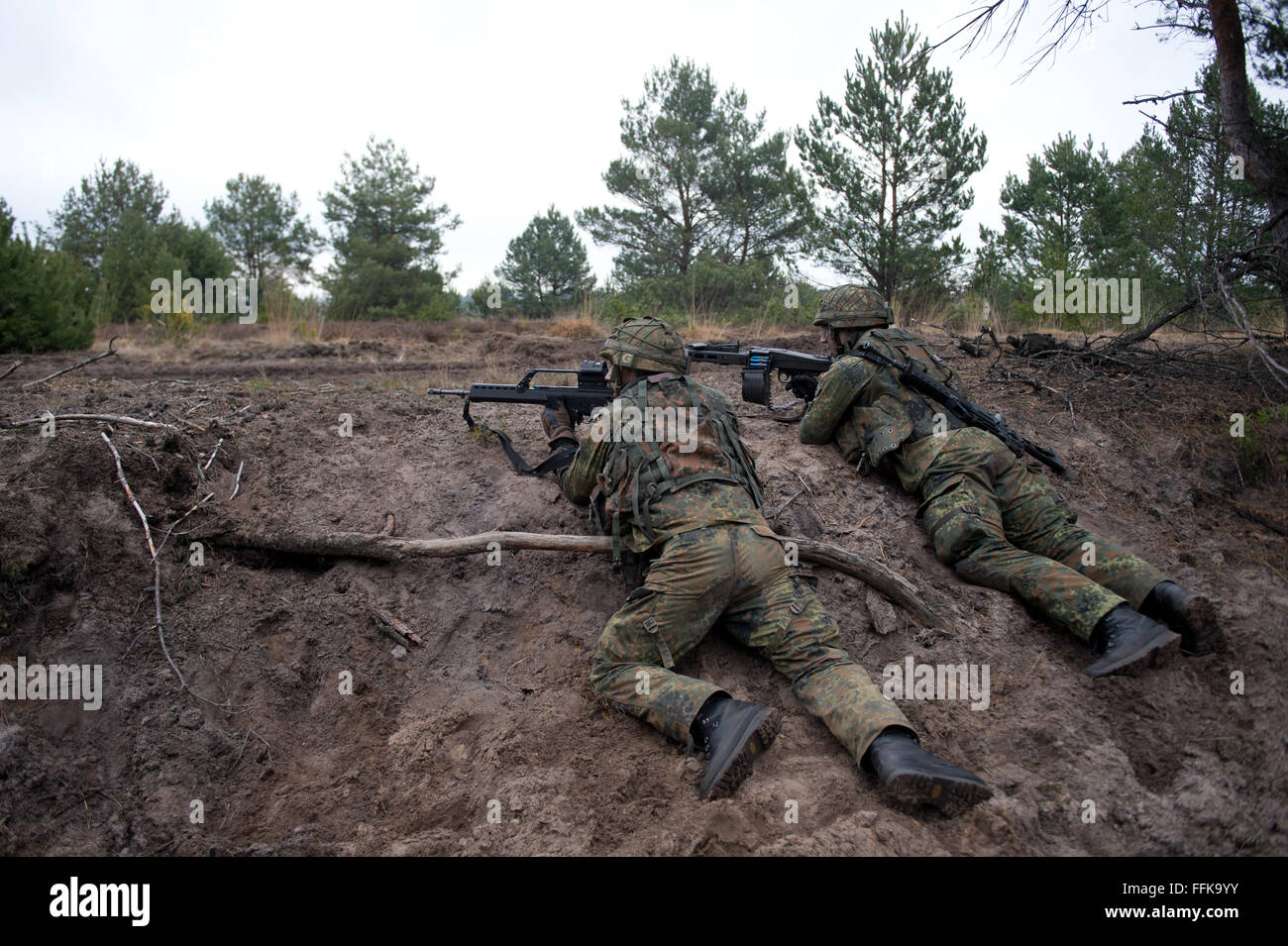 German armoured infantrymen practicing a military mission on the ...
