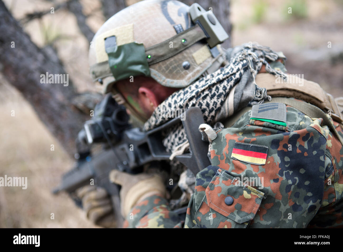 German armoured infantrymen practicing a military mission on the ...